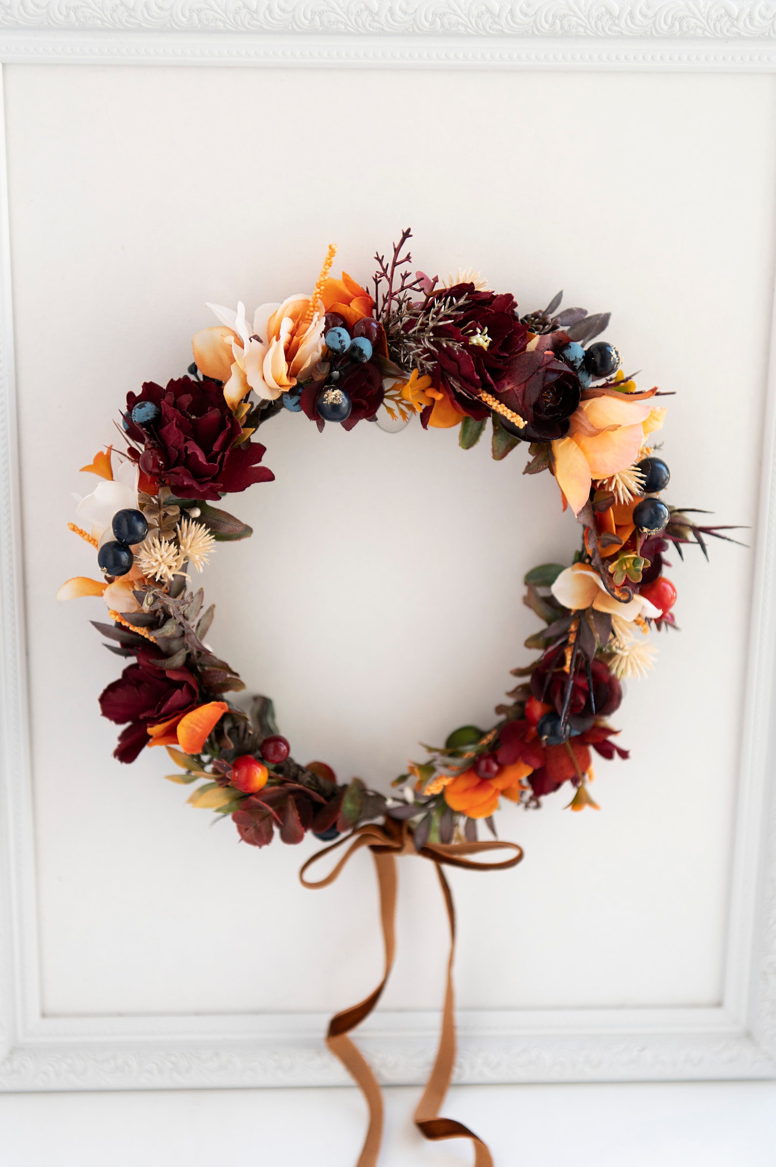 Autumn Hair Wreath Rust Hair Crown Rust Orange Hair Wreath - Etsy
