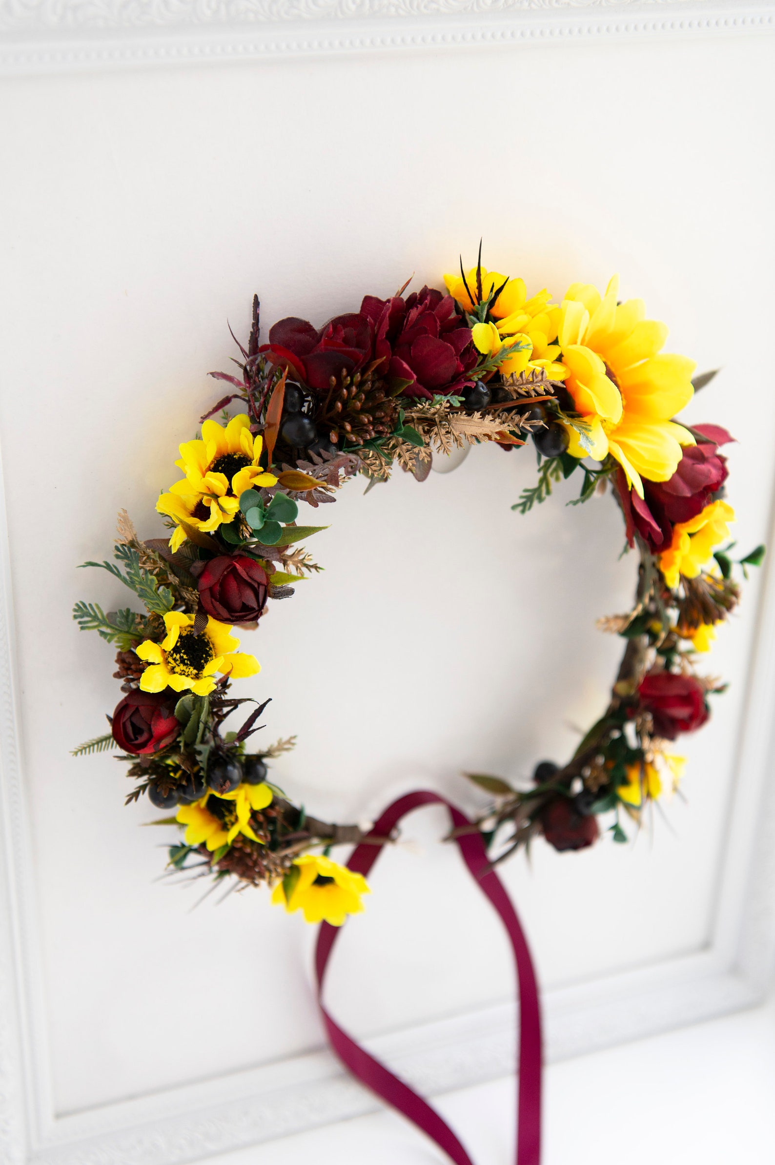Sunflower Crown Bridal Rustic Crown Sunflower Hair Wreath - Etsy