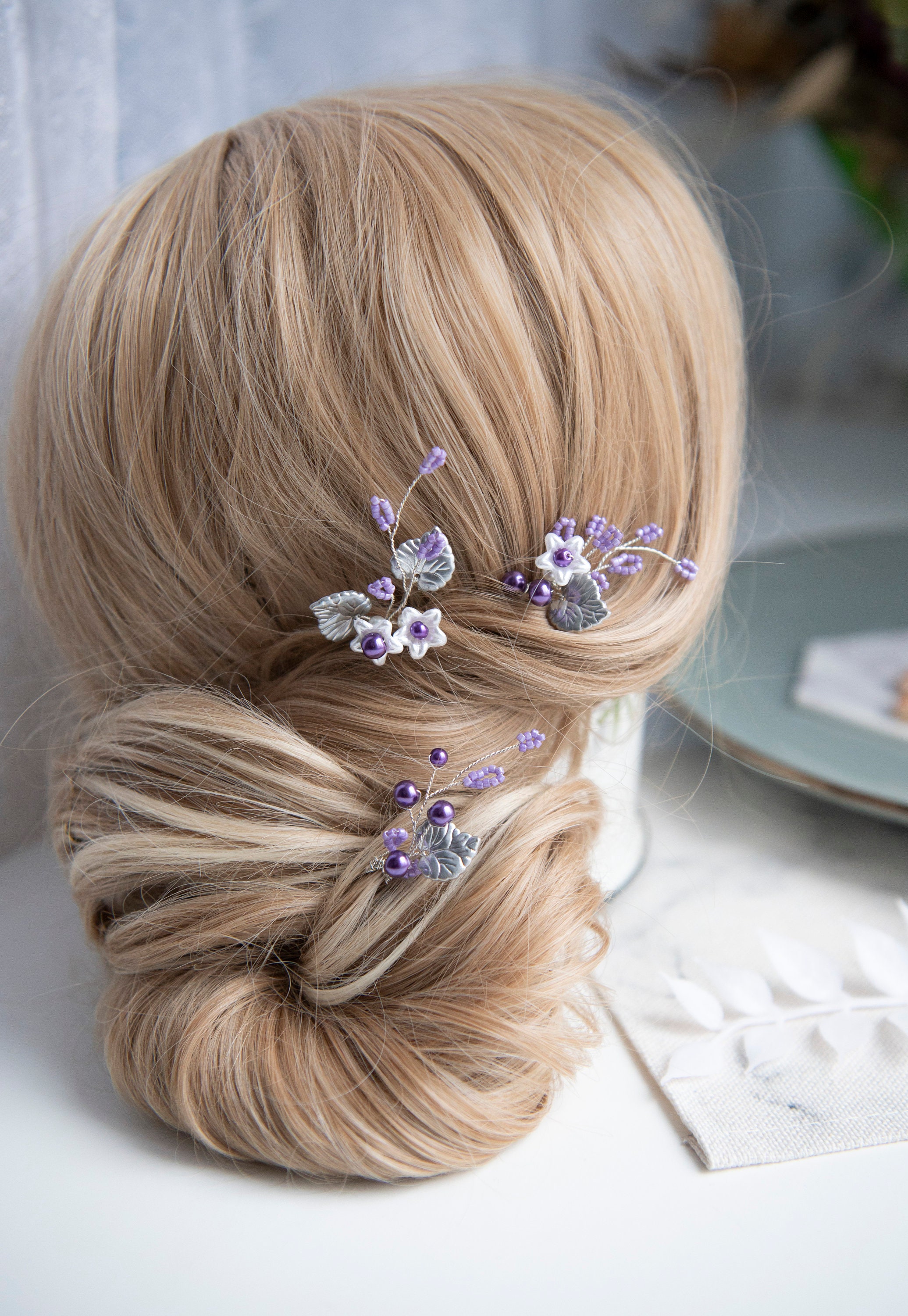 Lavender Hair Pins Purple Hair Pins Bridesmaid Hair Pins | Etsy