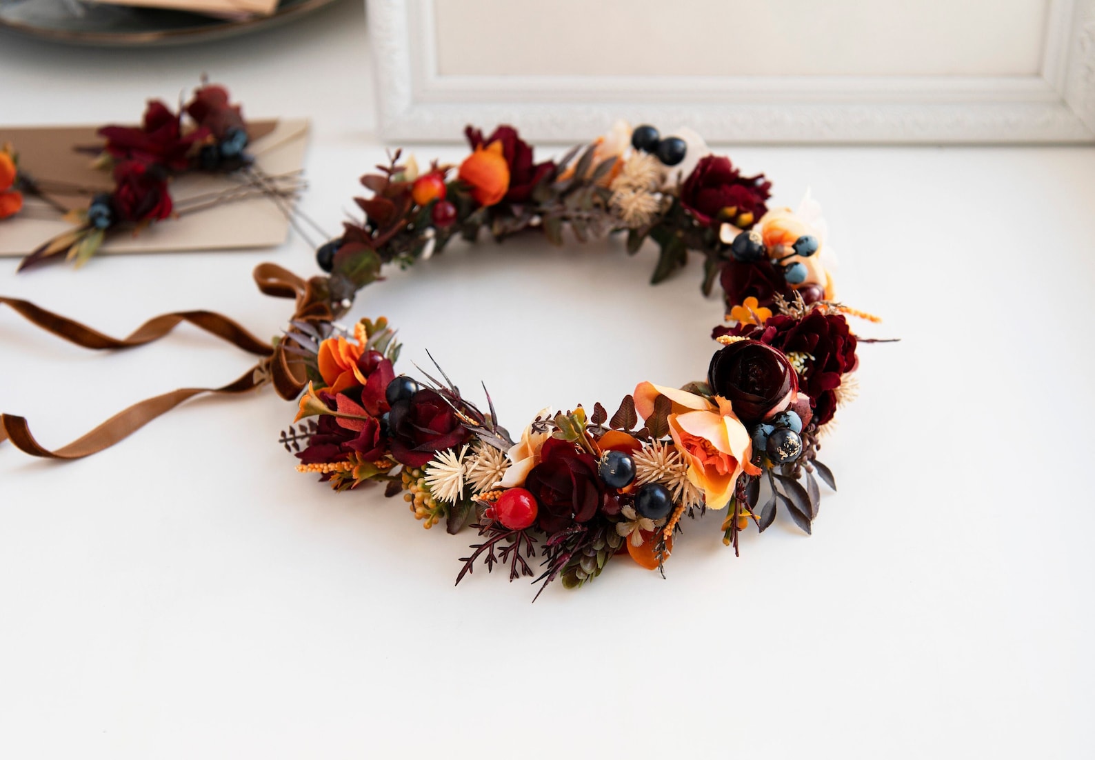 Autumn Hair Wreath Rust Hair Crown Rust Orange Hair Wreath - Etsy