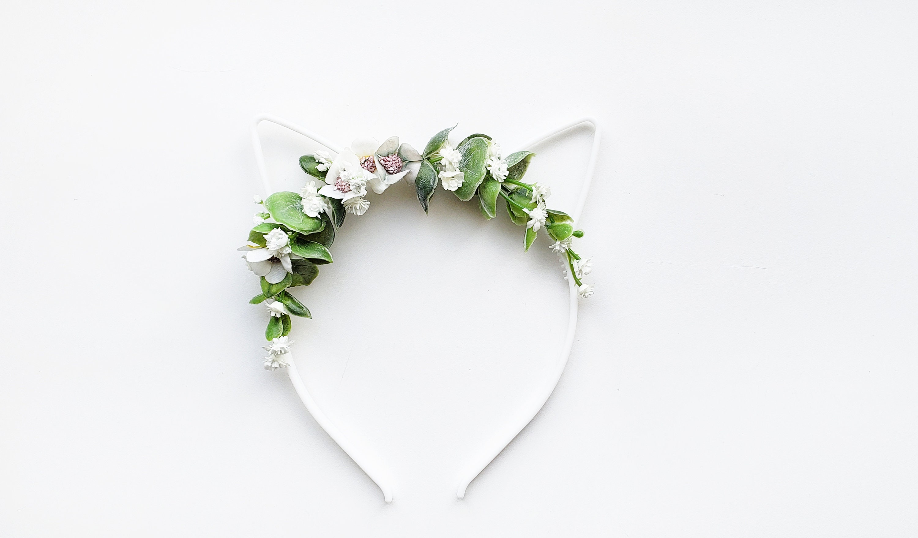 Floral Cat Ears Flower Girl Cat Crown Cat Ears Headband - Etsy
