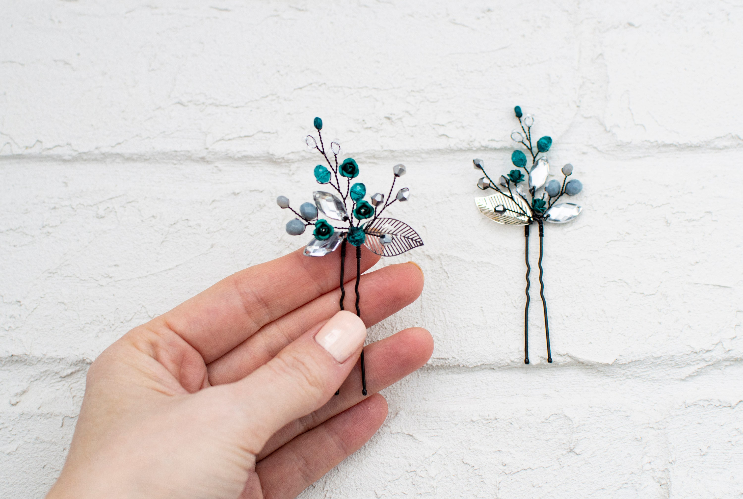 Emerald Hair Pin Turquoise Hair Pin Turquoise Hairpiece - Etsy