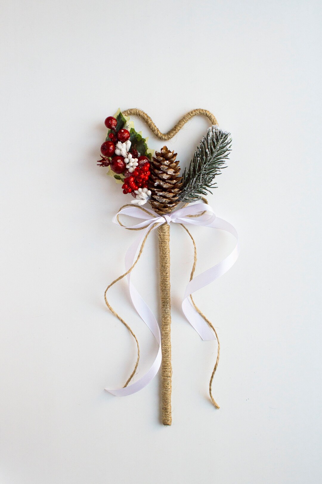 Winter Flower Wand Flower Wand Floral Wand Greenery Wand Flower Girl ...