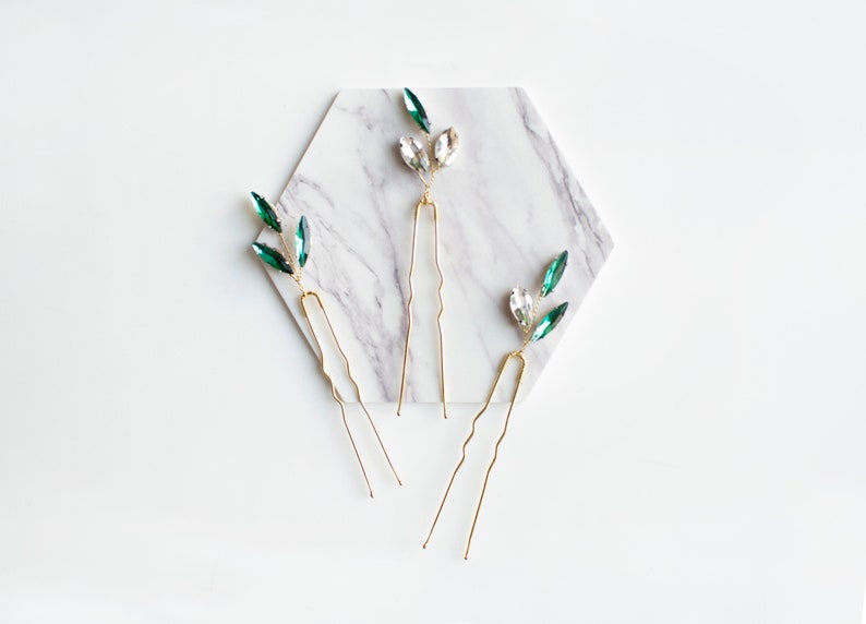 Crystal Hair Pin Crystal Hairpiece Crystal Pin Emerald Crystal - Etsy