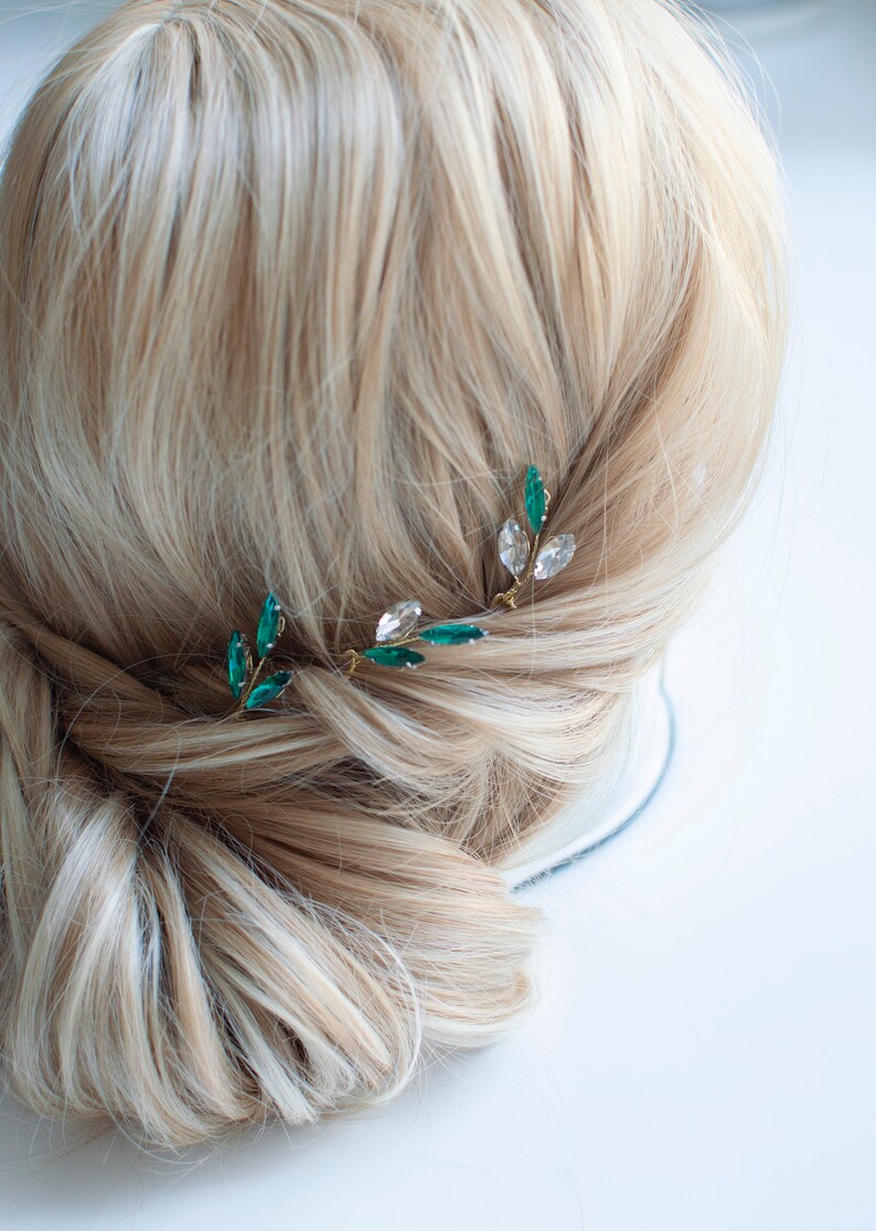 Crystal Hair Pin Crystal Hairpiece Crystal Pin Emerald Crystal - Etsy