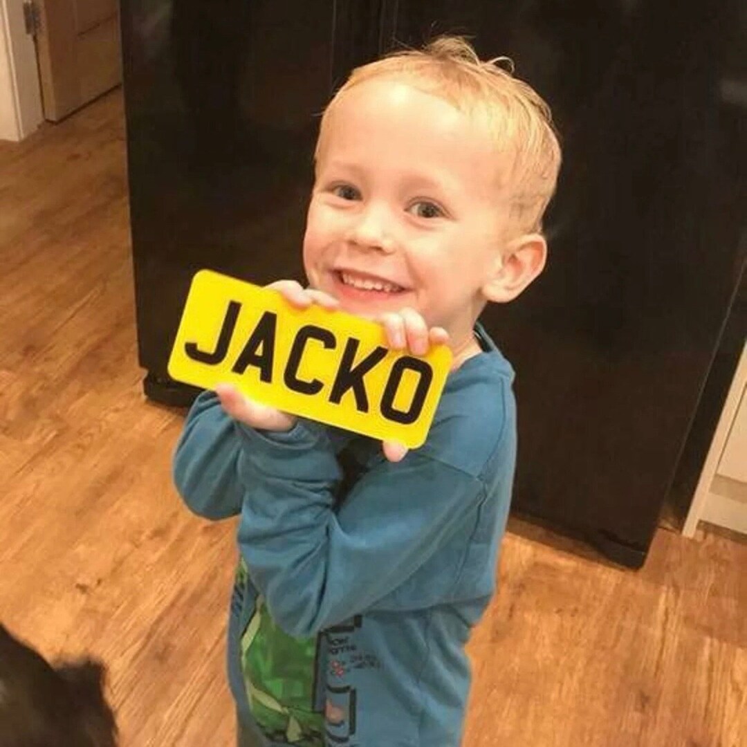 Yellow Rear Personalised PLASTIC Number Plates | Custom Name Plate for ...