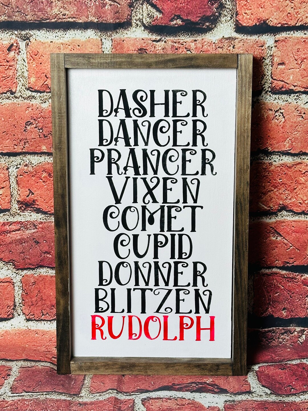 16x9 Reindeer Names Wood Sign Rudolph Christmas Gift Framed - Etsy