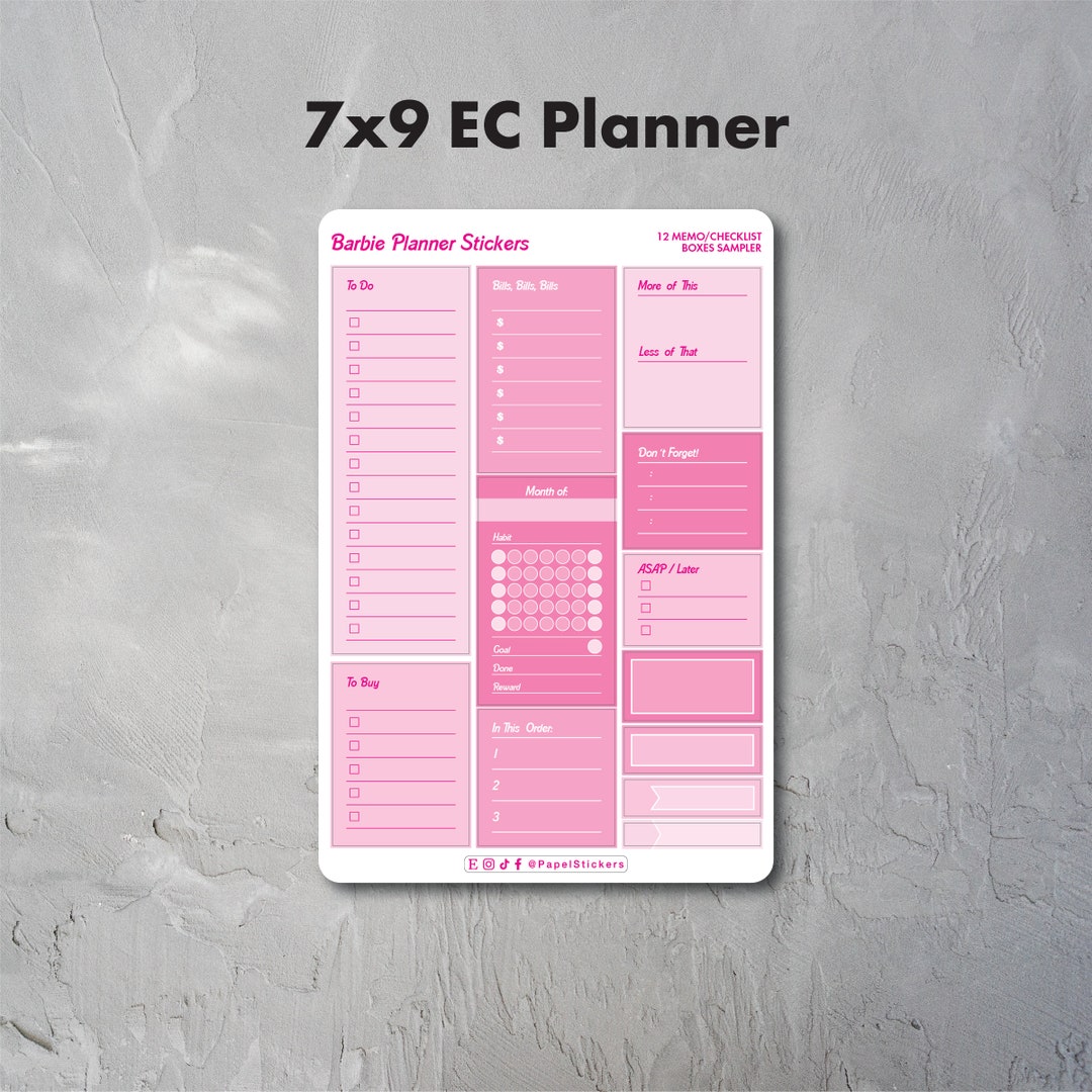 12 Memo/checklist Boxes Sampler BARBIE PLANNER STICKERS Solid Pink - Etsy