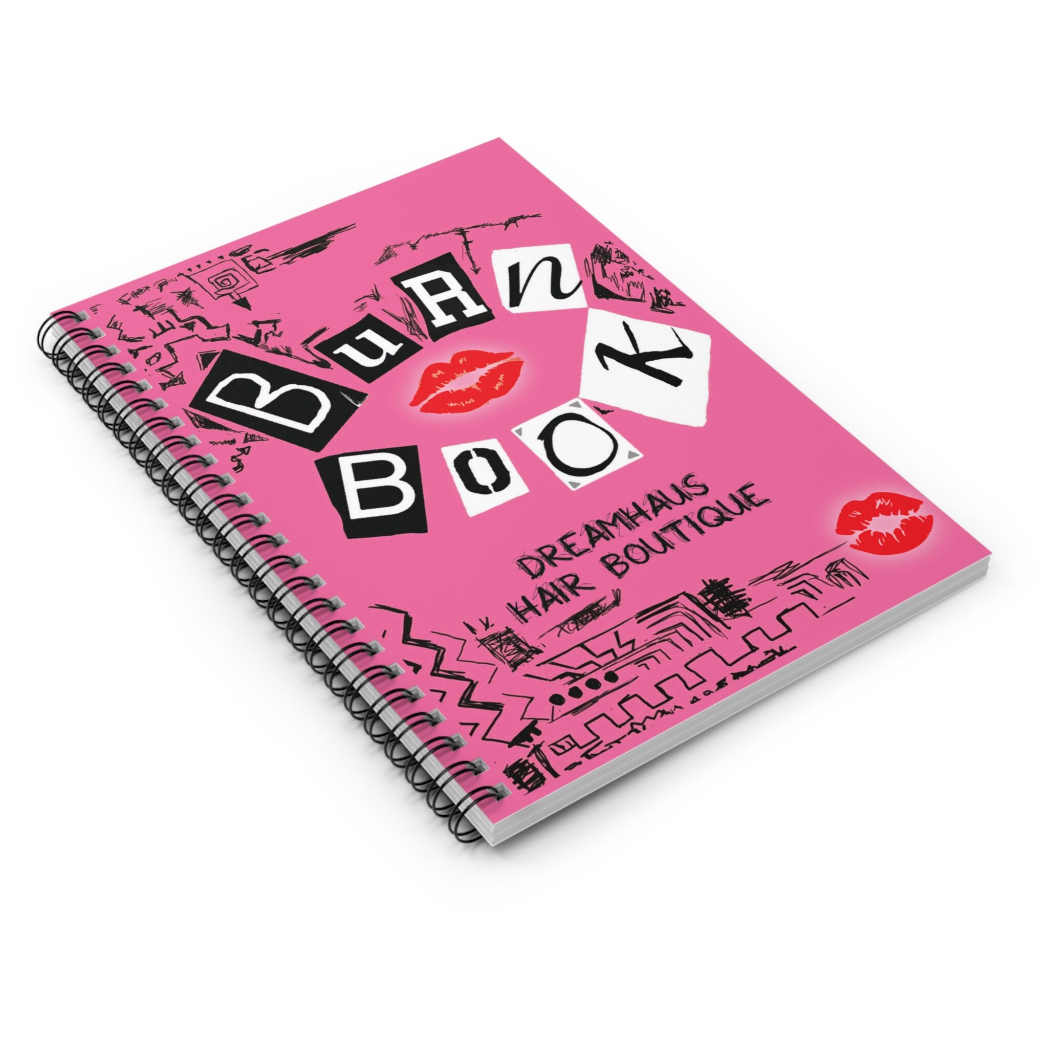 Personalized BURN BOOK Spiral Notebook 6 X 8, 118 Ruled Line Pages 59 ...