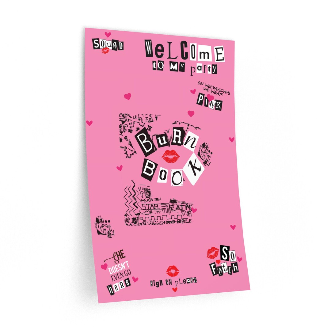 Wall Decal MEAN Girls BURN BOOK Party Prop and Decoration 12x18 Inches ...
