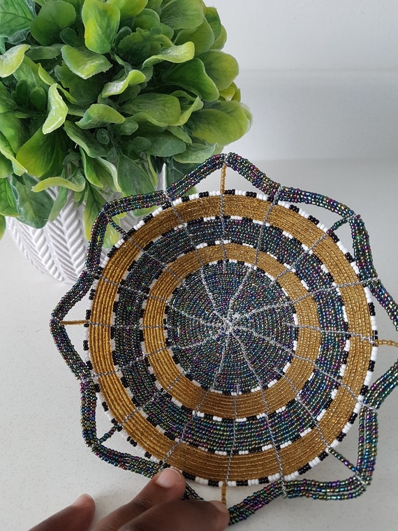 Beaded Baskets African Décor Basket Maasai Beaded Basket - Etsy