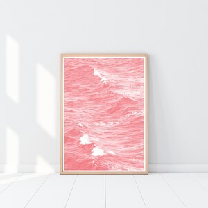 Pink Ocean Waves Printable Art, Pink Water Art Print, Rosé Wall Art ...