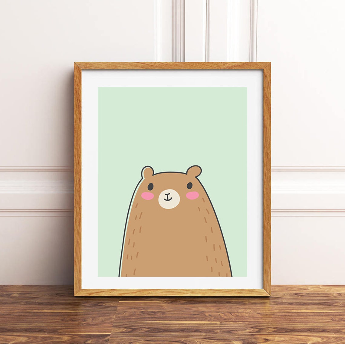 Bear Nursery Print, Digital Download, Bear Printable Wall Art, Mint ...