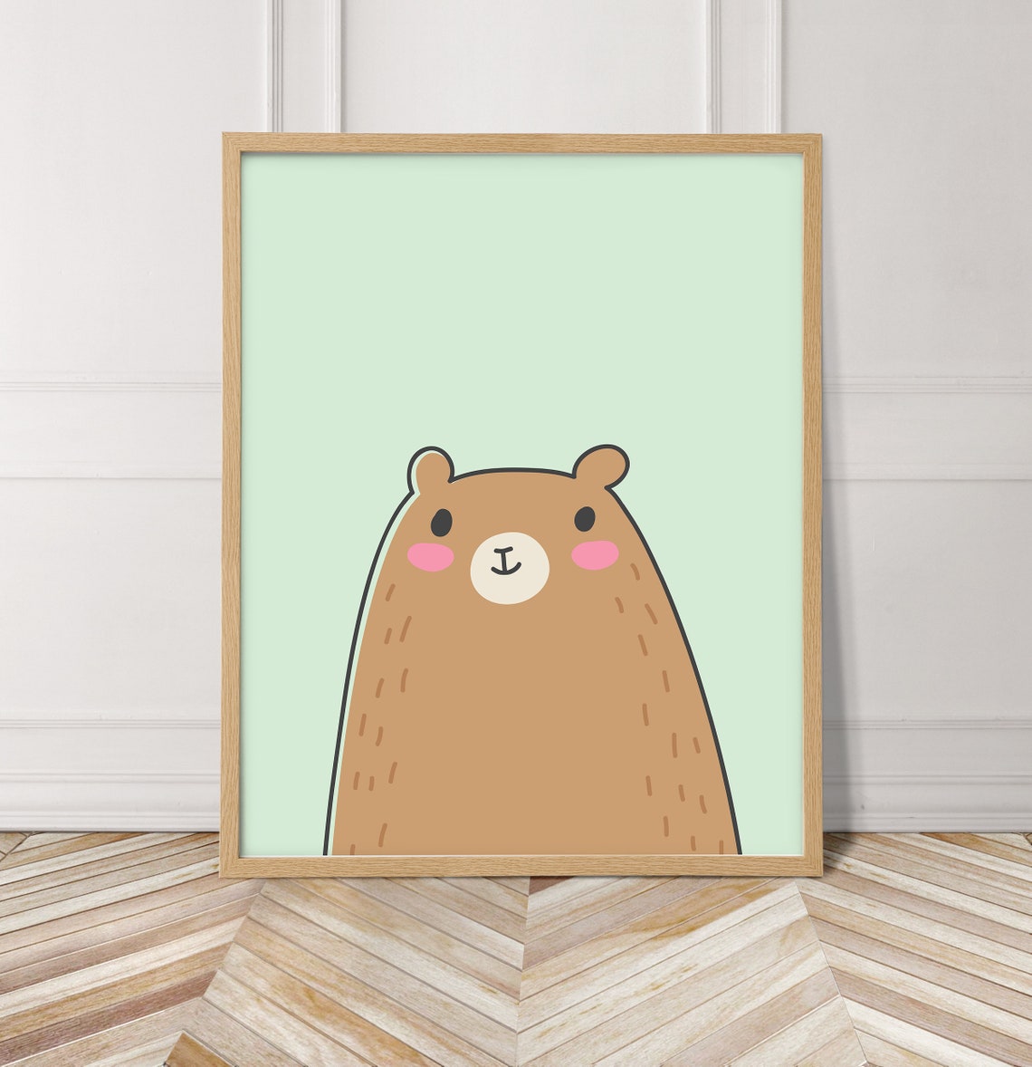 Bear Nursery Print, Digital Download, Bear Printable Wall Art, Mint ...