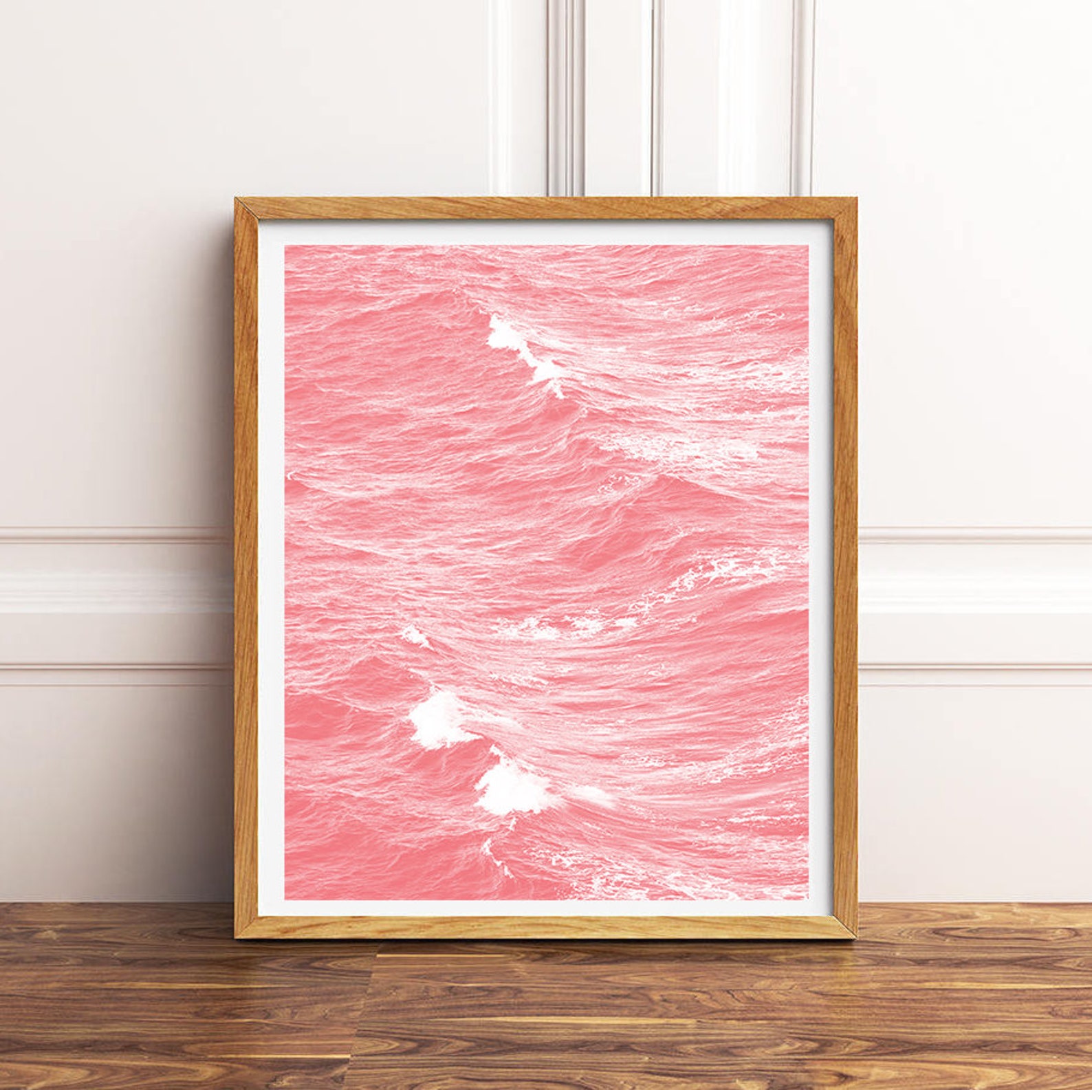Pink Ocean Waves Printable Art, Pink Water Art Print, Rosé Wall Art ...