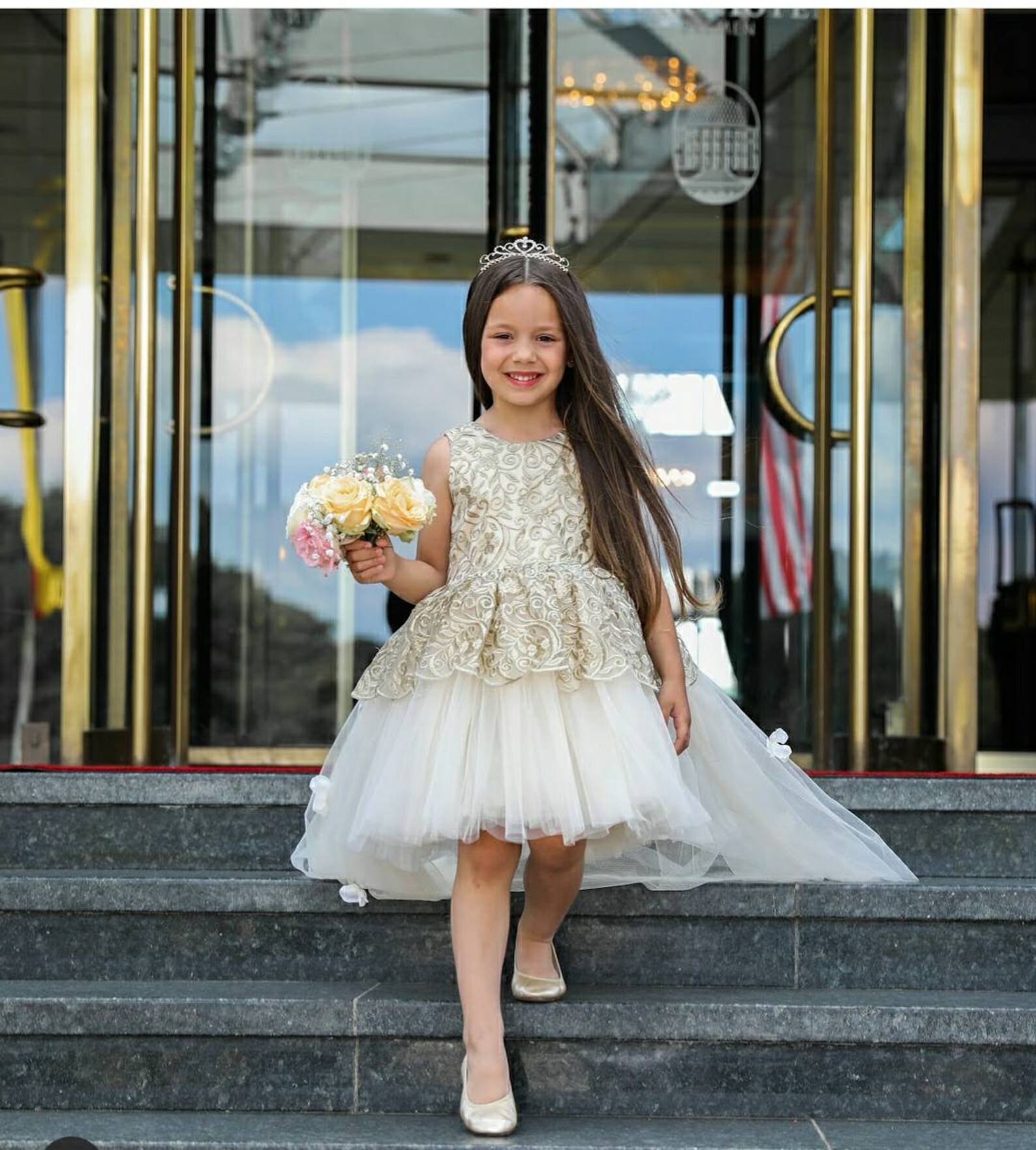 Girls Gold Pageant Dress Flower Girl Gold Lace Dress Girls - Etsy