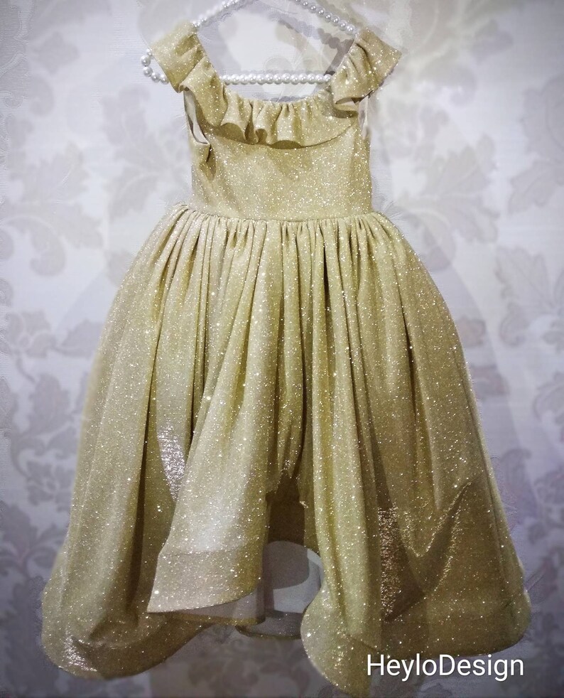 Girls Gold Sparkle Dress Toddler Ball Gown Flower Girl Gold - Etsy