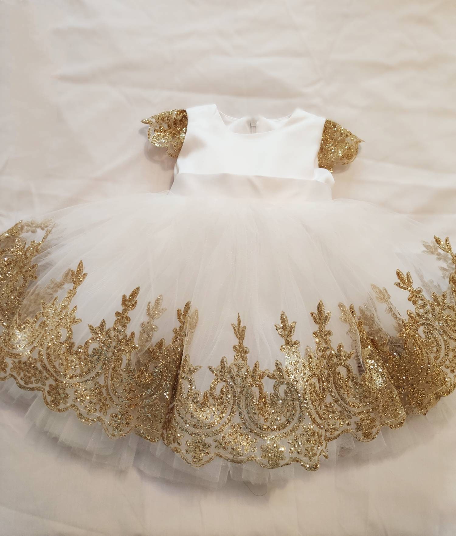 Girls Gold Sparkle Lace Party Dress Girls White Luxury Party - Etsy