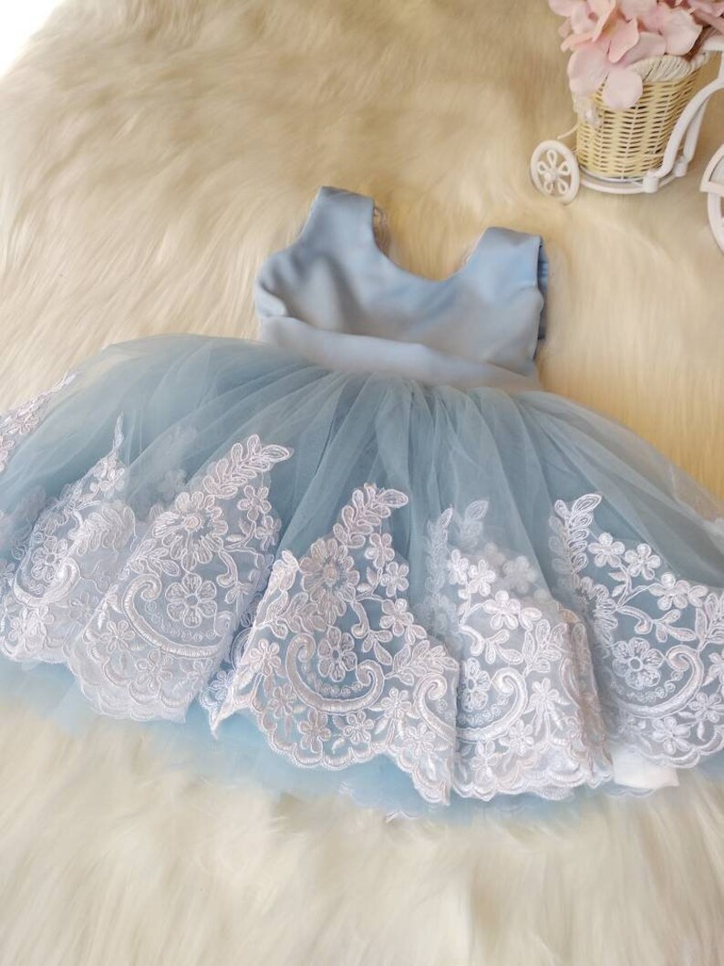 Girls Baby Blue Party Dress Girls Lace Tulle Dress Girls | Etsy