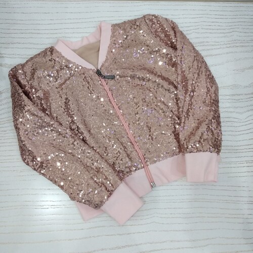 Girls Rose Gold Sequin Jacket Girls Sparkle Bomber Gold - Etsy