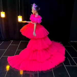 Flower Girl Red Tulle Dress, Pageant Dress, Girls Red Party Dress ...