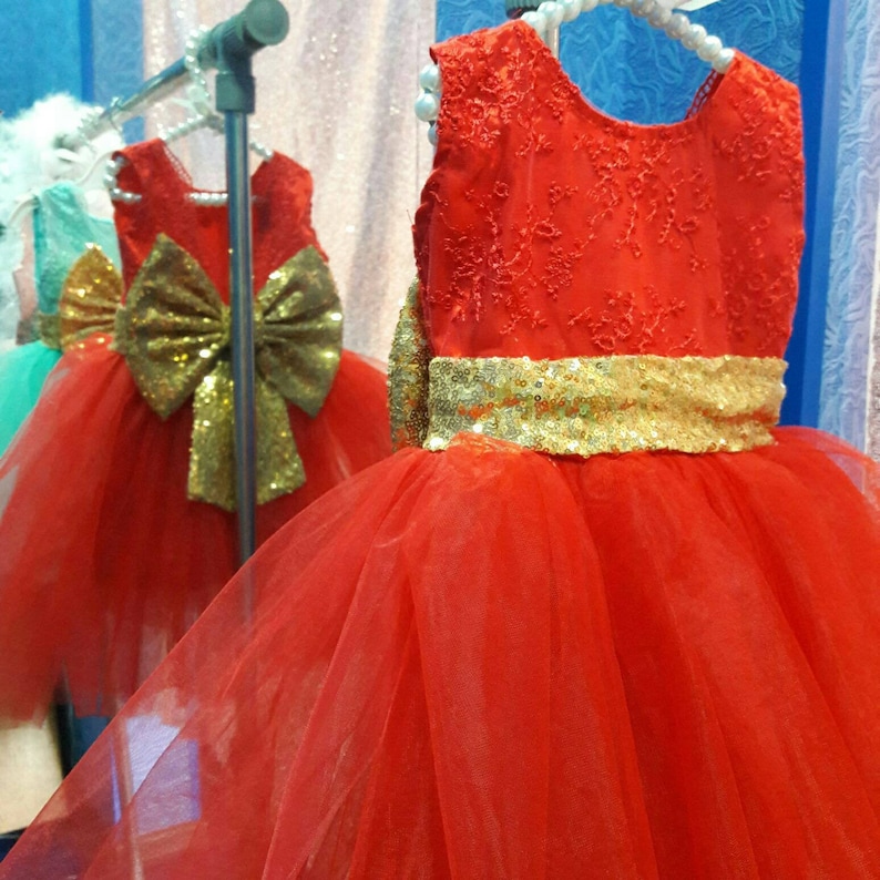 Girls red lace party dress girls red party dress girls | Etsy