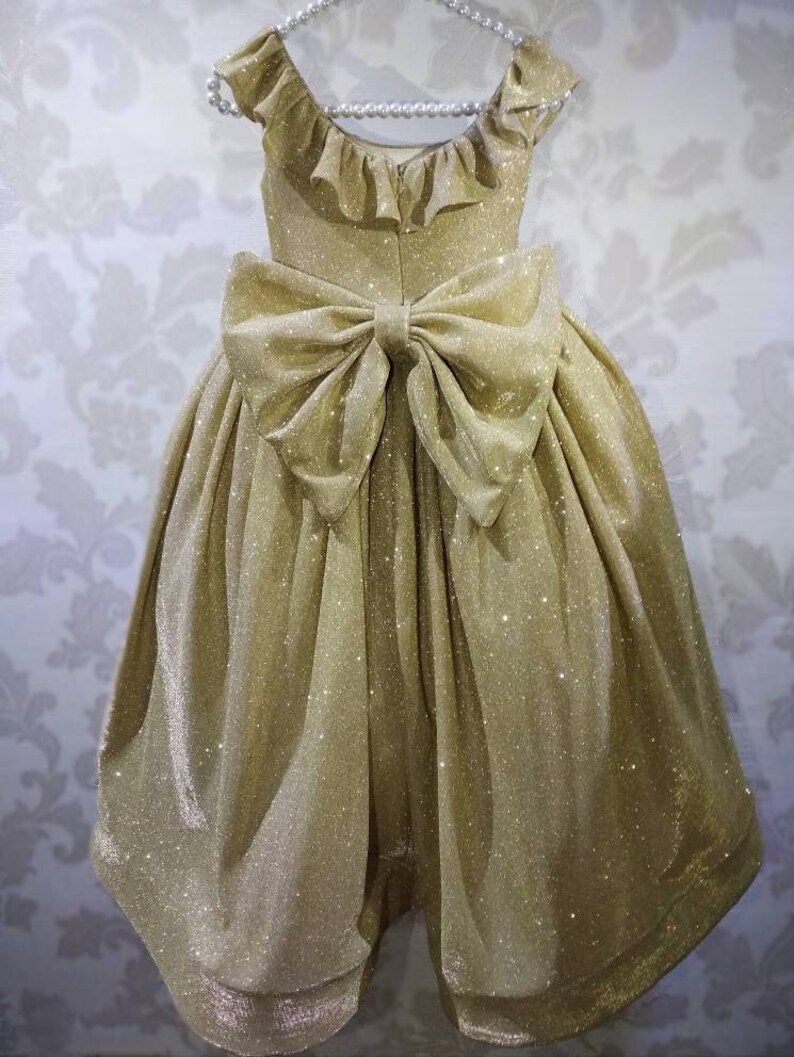 Girls Gold Sparkle Dress Toddler Ball Gown Flower Girl Gold - Etsy