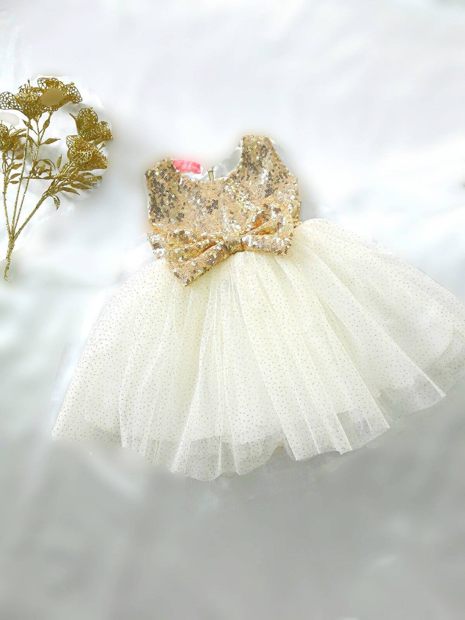 Girls Gold Sequin Dress, Girls Gold Sparkle Dress, 1st Birthday Dress ...