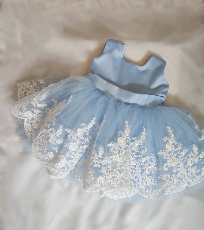 Girls baby blue lace tulle party dress sky blue party dress | Etsy