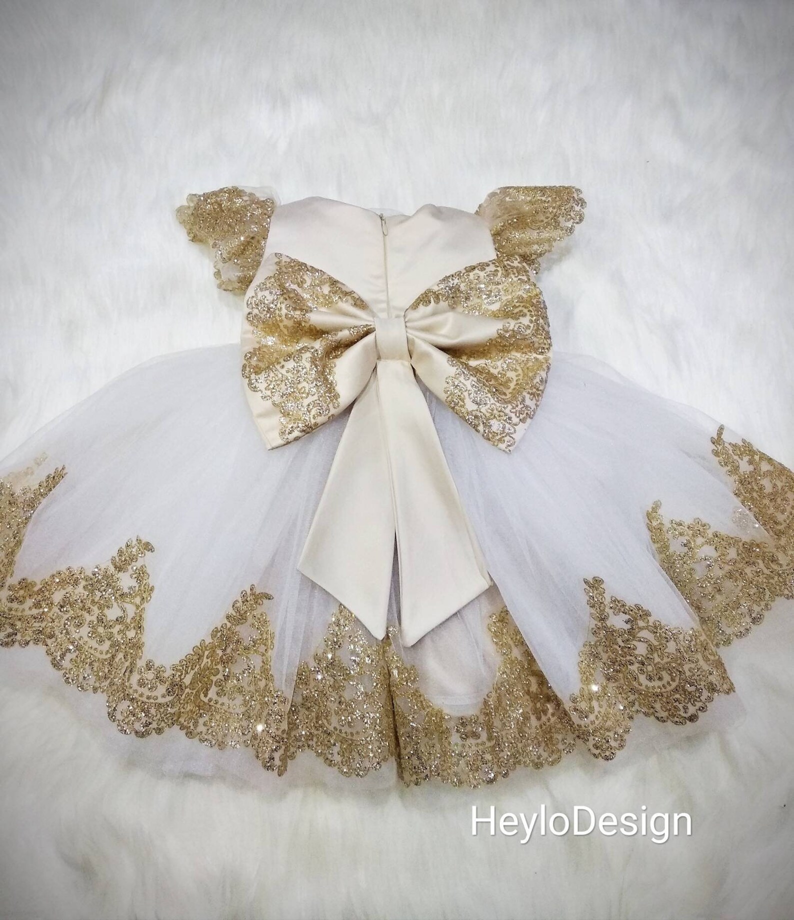 Girls Gold Lace Party Dress Girls Cream Pageant Dress Gold - Etsy