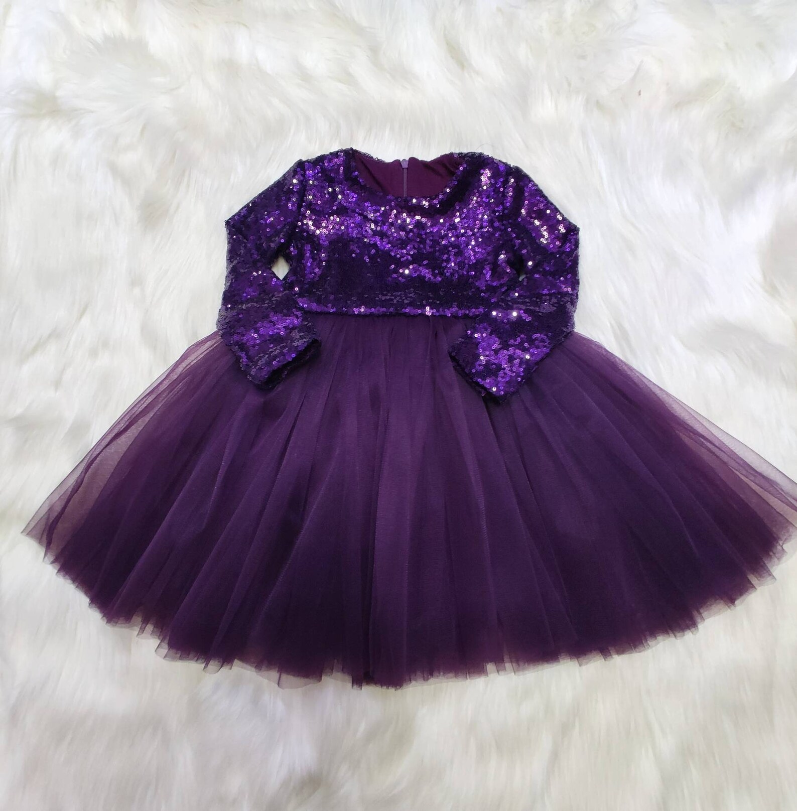 Girls Purple Sequin Dress Girls Long Sleeve Sequin Dress - Etsy