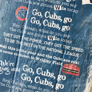 Chicago Cubs "go Cubs Go" Song on Rustic Wood - Etsy