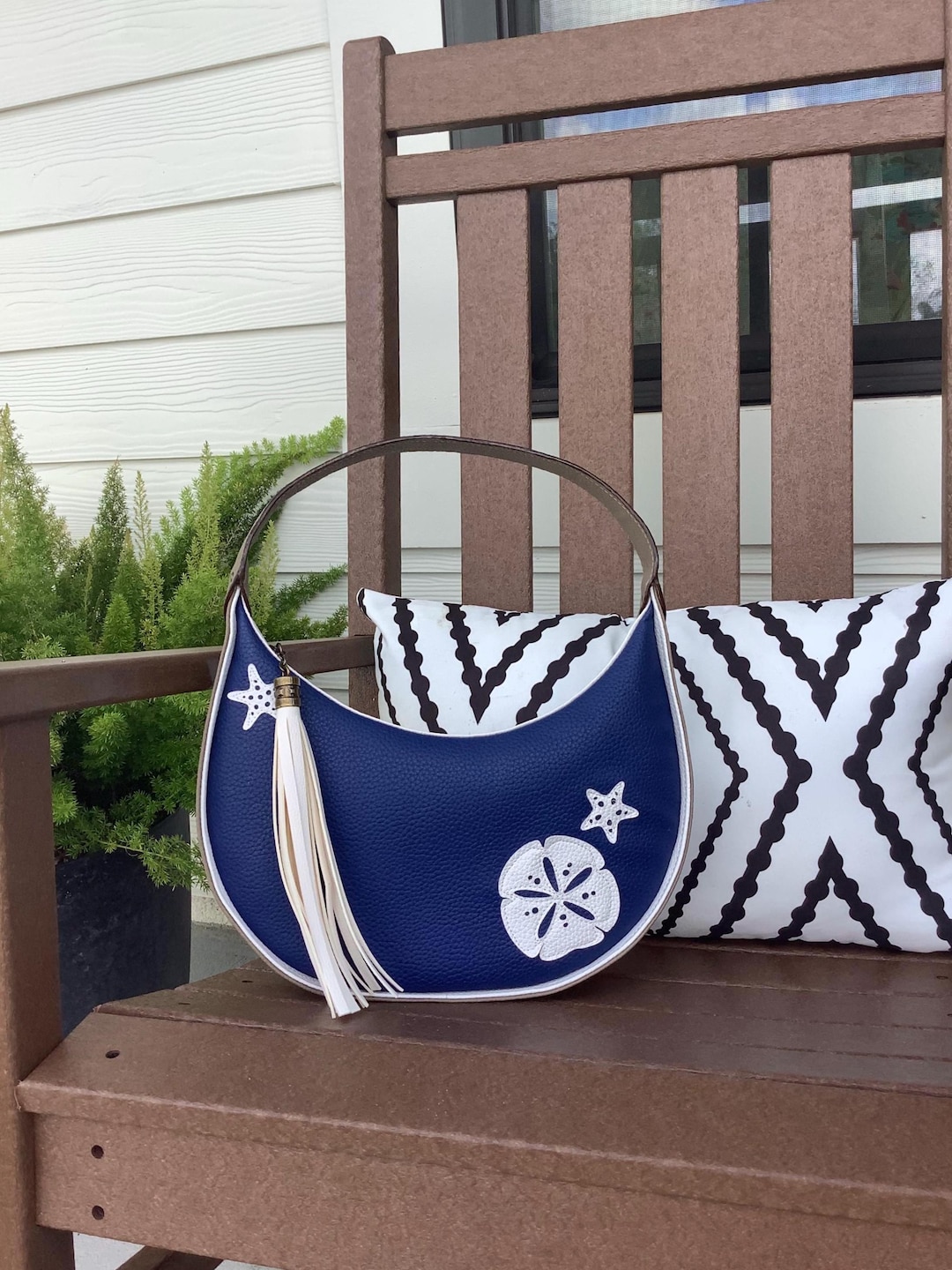 Trendy Handcrafted Purse. Coastal, Beach Theme. Faux Leather. Starfish ...