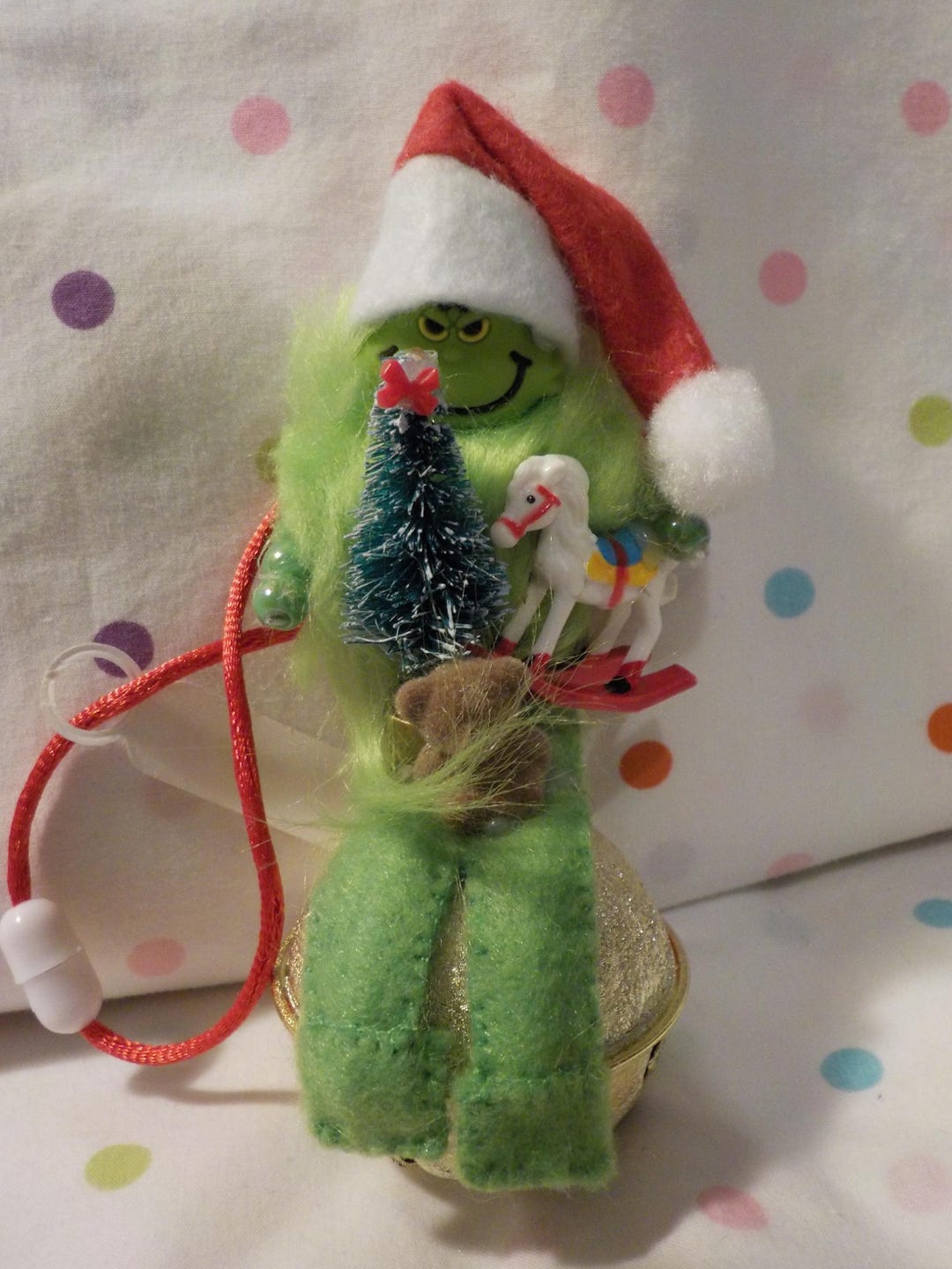 Handmade "grinch" Ornament, Jingle Bell, Toys, Christmas, Holiday,one ...
