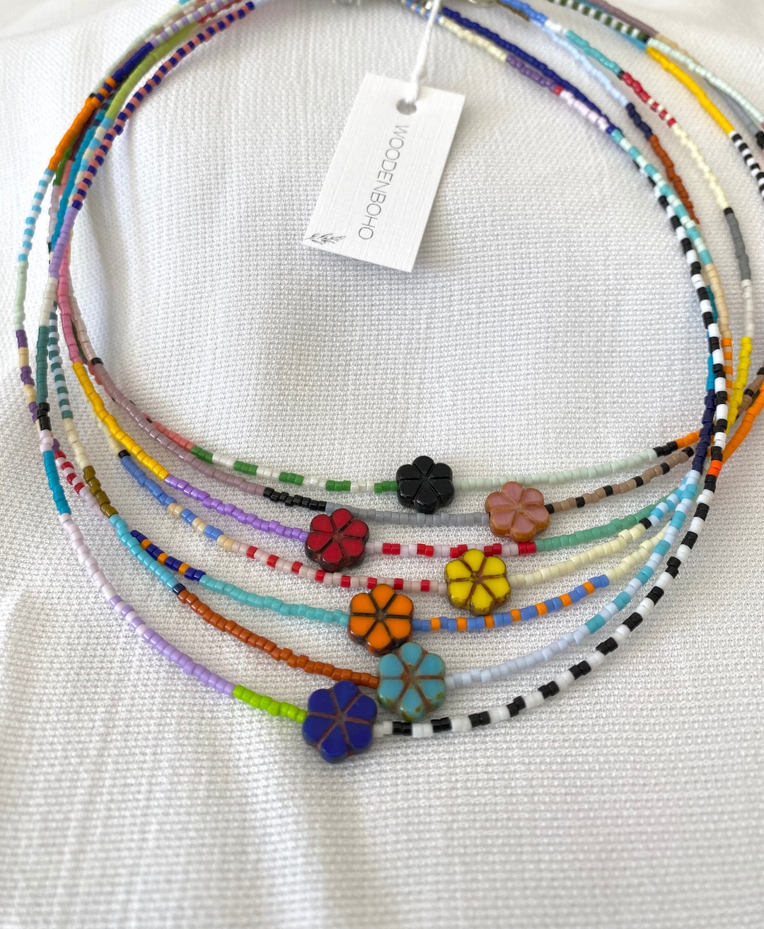 Line Serie Tiny Beaded Necklace Summer Necklaces Colorful - Etsy