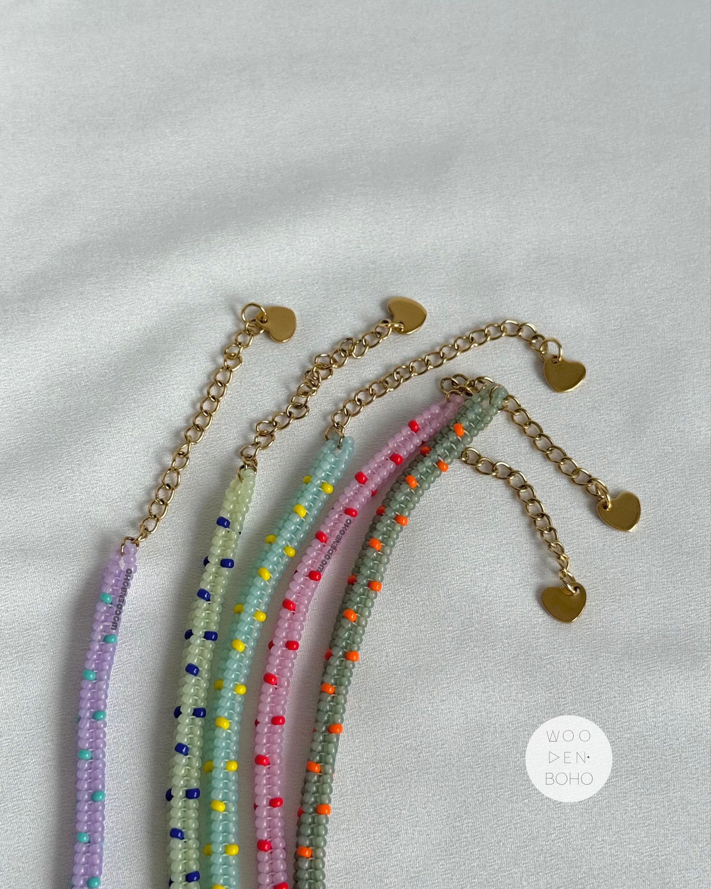 BONNIE Handwoven Glass Beaded Necklace, Dotted Design Retro Necklace - Etsy