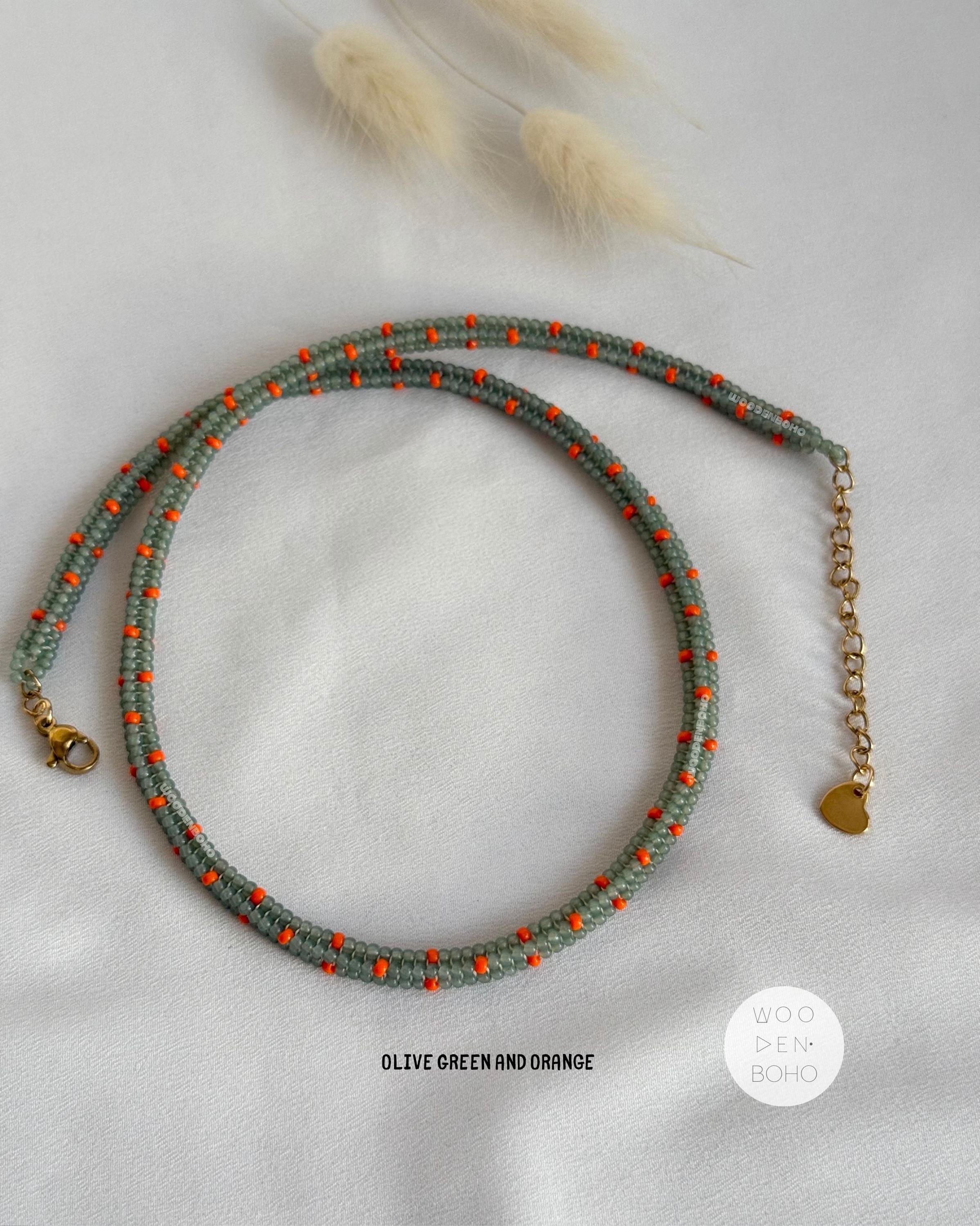 BONNIE Handwoven Glass Beaded Necklace, Dotted Design Retro Necklace - Etsy