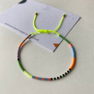 Neon Thread Beaded Bracelet, Single Strand Miyuki Bracelet, Mix Beaded ...