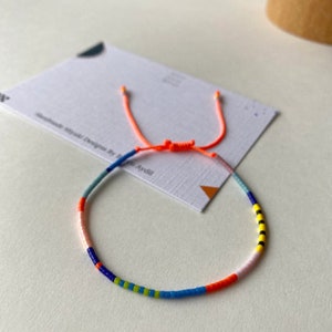 Neon Thread Beaded Bracelet, Single Strand Miyuki Bracelet, Mix Beaded ...