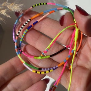 Neon Thread Beaded Bracelet, Single Strand Miyuki Bracelet, Mix Beaded ...