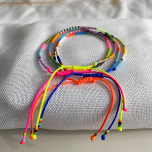 Neon Thread Beaded Bracelet, Single Strand Miyuki Bracelet, Mix Beaded ...