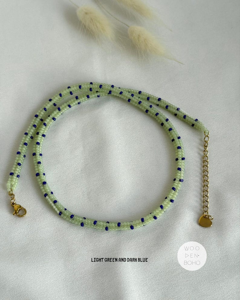 BONNIE Handwoven Glass Beaded Necklace, Dotted Design Retro Necklace - Etsy