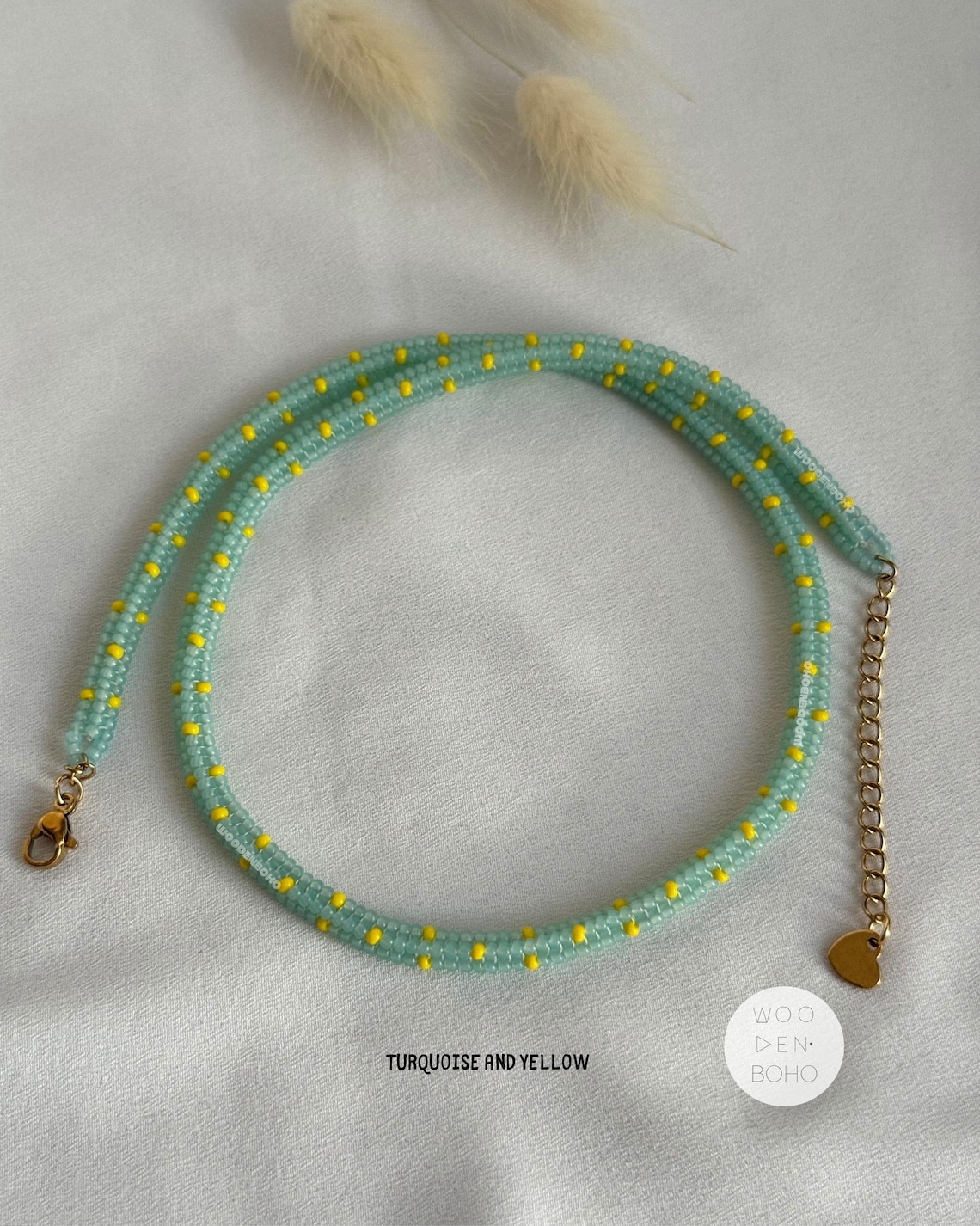 BONNIE Handwoven Glass Beaded Necklace, Dotted Design Retro Necklace - Etsy