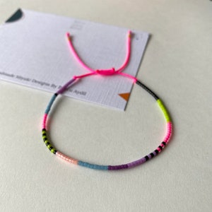 Neon Thread Beaded Bracelet, Single Strand Miyuki Bracelet, Mix Beaded ...