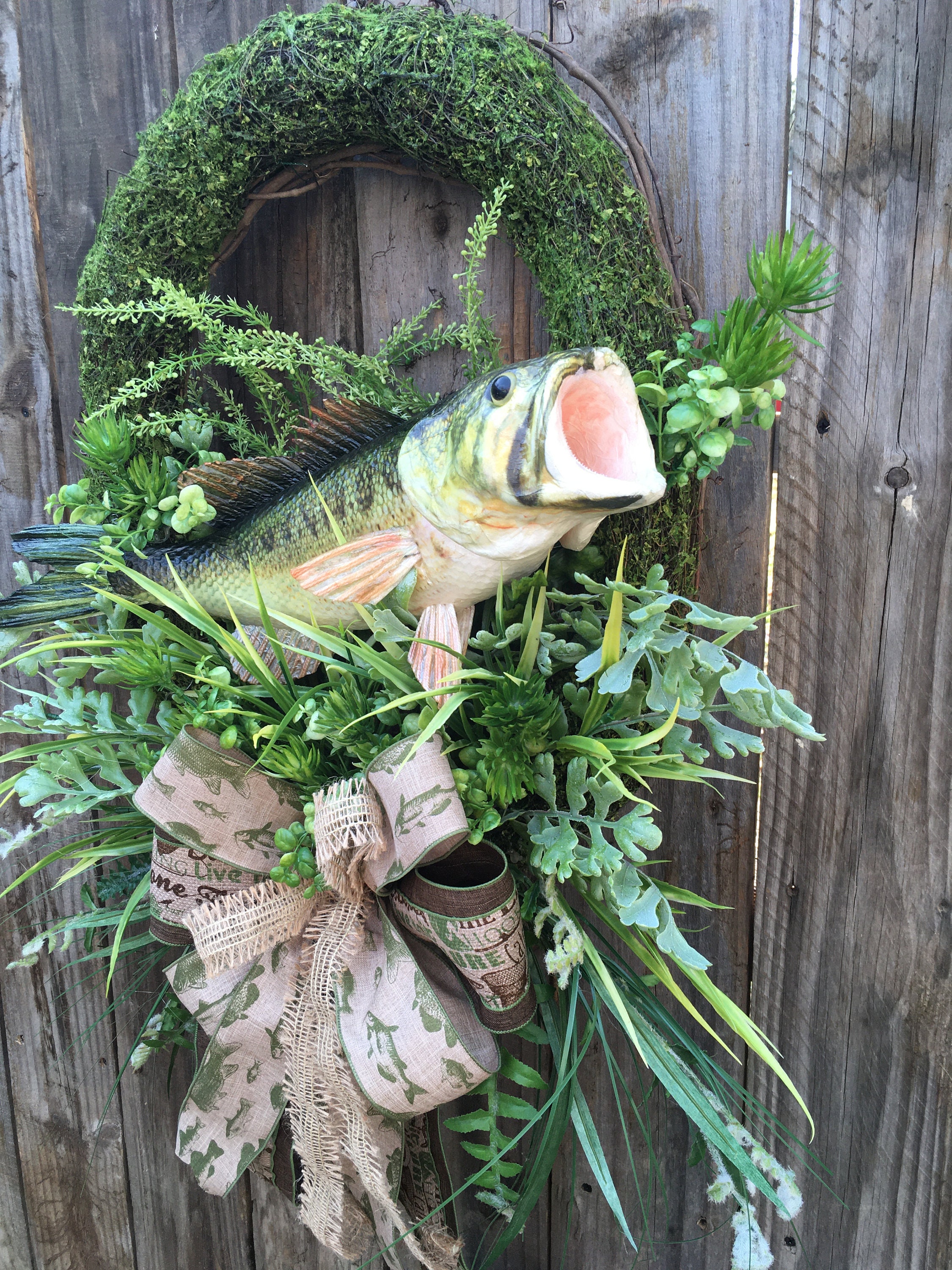 Fishing Wreath,Bass Wreath,Lakehouse Wreath,Mancave Wreath,Everyday ...