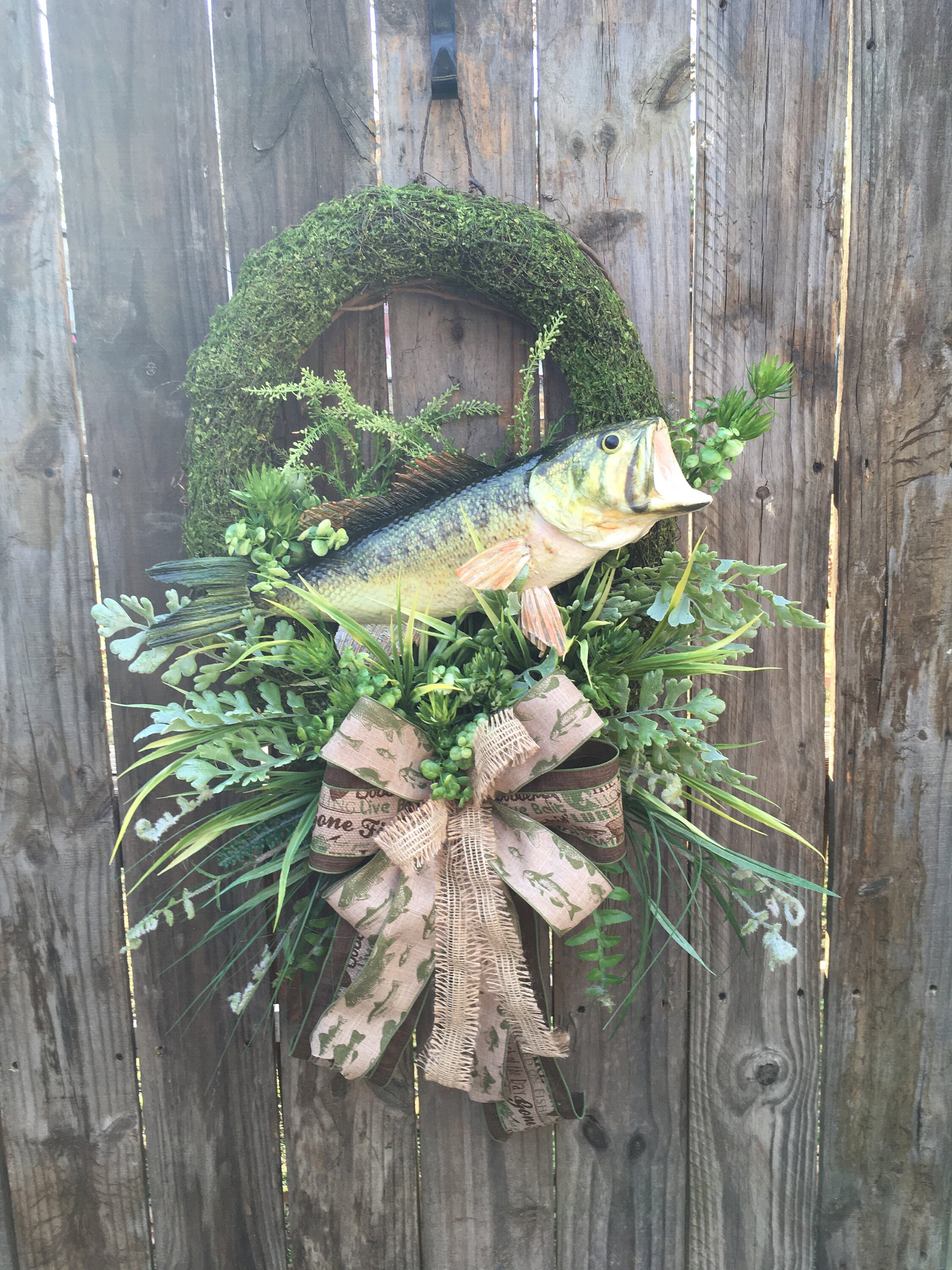 Fishing Wreath,Bass Wreath,Lakehouse Wreath,Mancave Wreath,Everyday ...