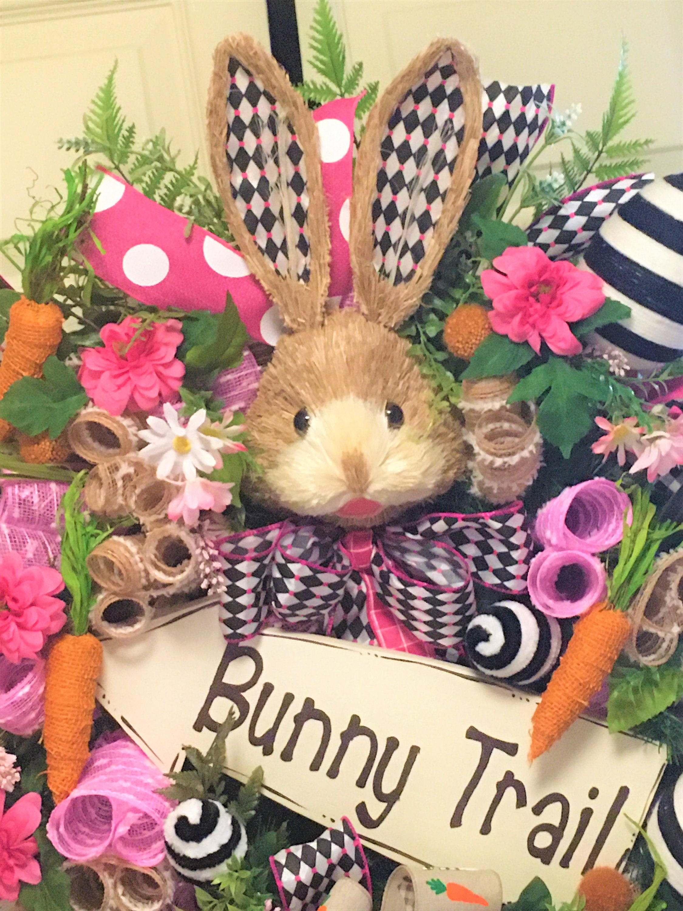 Easter Wreath,Sisal Bunny Wreath, Spring Wreath ,Black and White wreath ...