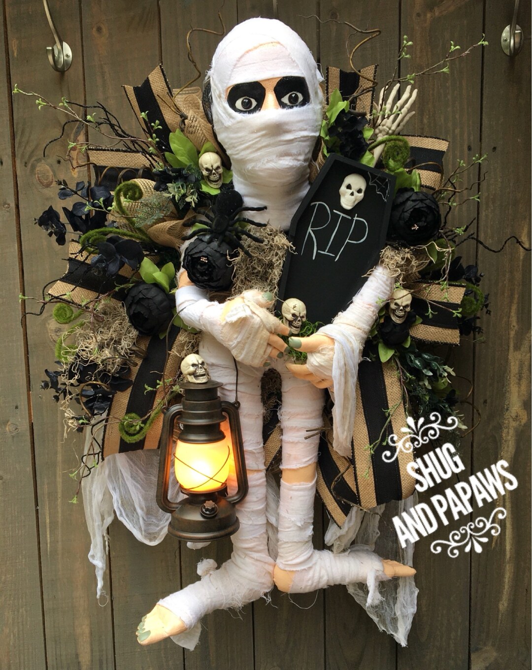 Mummy Wreath, Halloween Wreath,spooky Decor,halloween Decorations,mummy ...