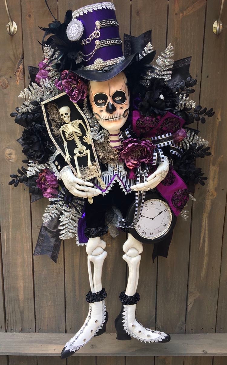 Skeleton Wreath,Halloween Wreath,Spooky Wreath, Large Halloween Wreath ...