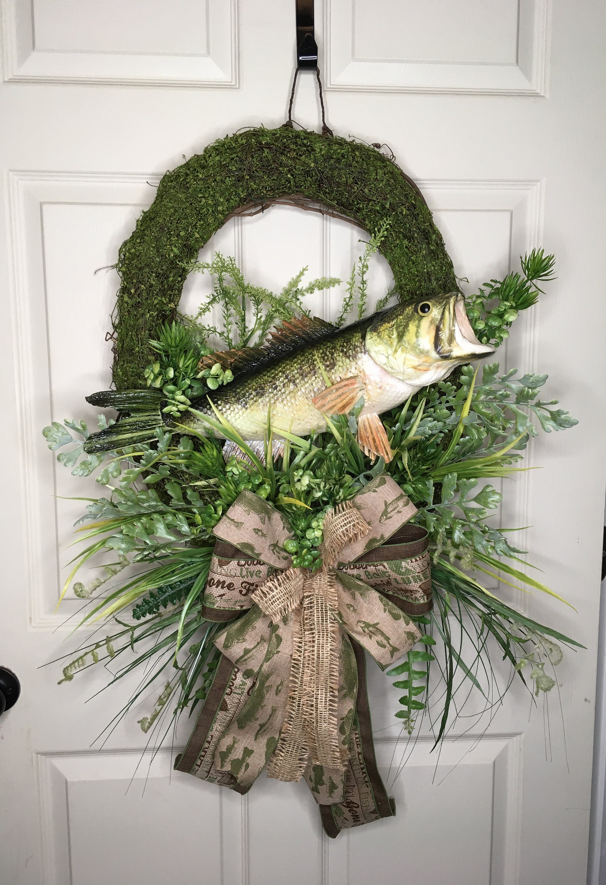 Fishing Wreath,Bass Wreath,Lakehouse Wreath,Mancave Wreath,Everyday ...
